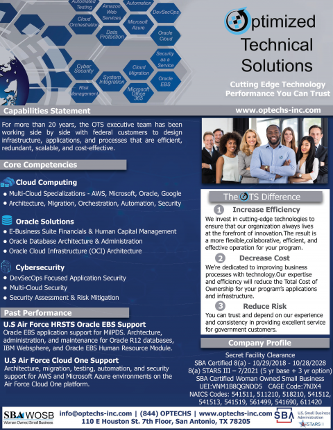 Capability Statement | Optimized Technical Solutions